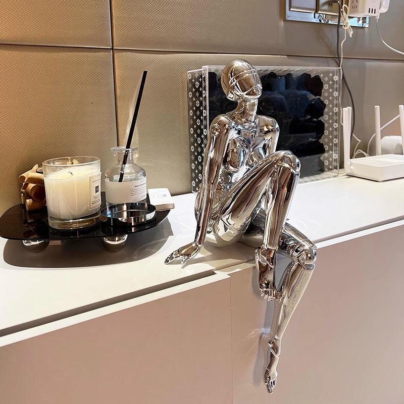 Elegant Metallic Silver Goddess Sculpture – Firpo